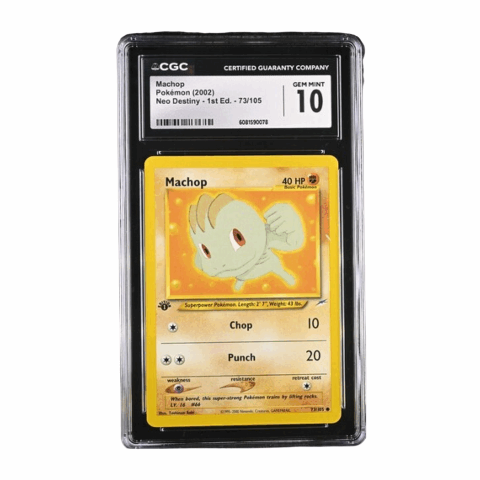 Machop 1st Ed. 73/105 Neo Destiny CGC 10 Graded Pokemon Card ...