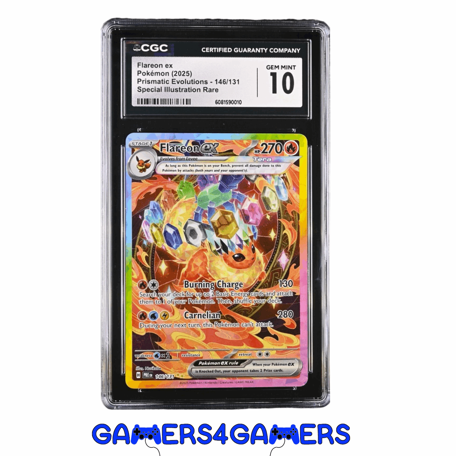 Flareon ex Prismatic Evolutions 146/131 CGC Gem Mint 10 Graded Pokemon ...